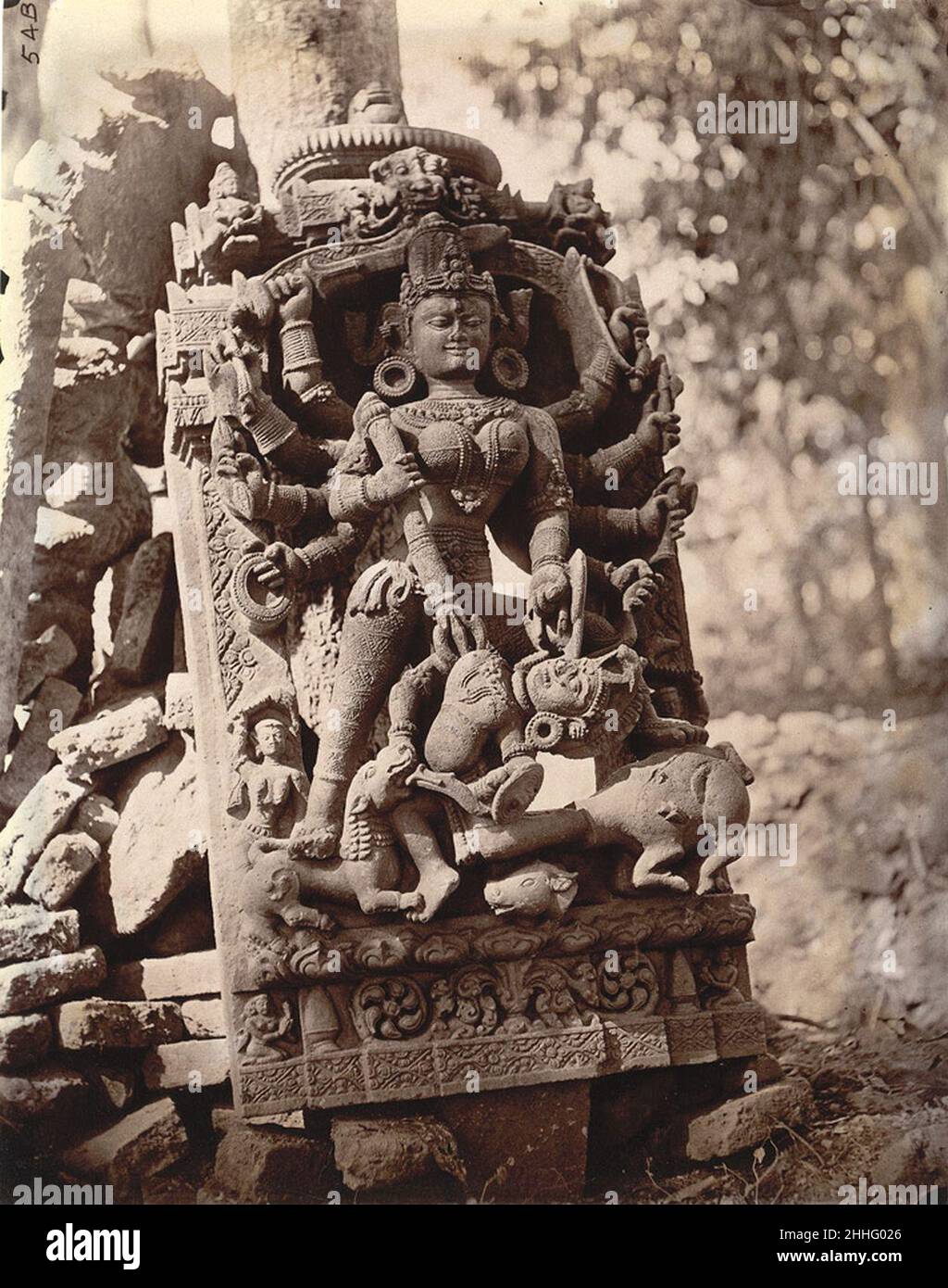Statue of Durga slaying Mahisasura, Dulmi, Manbhum district in 1872-73 ...