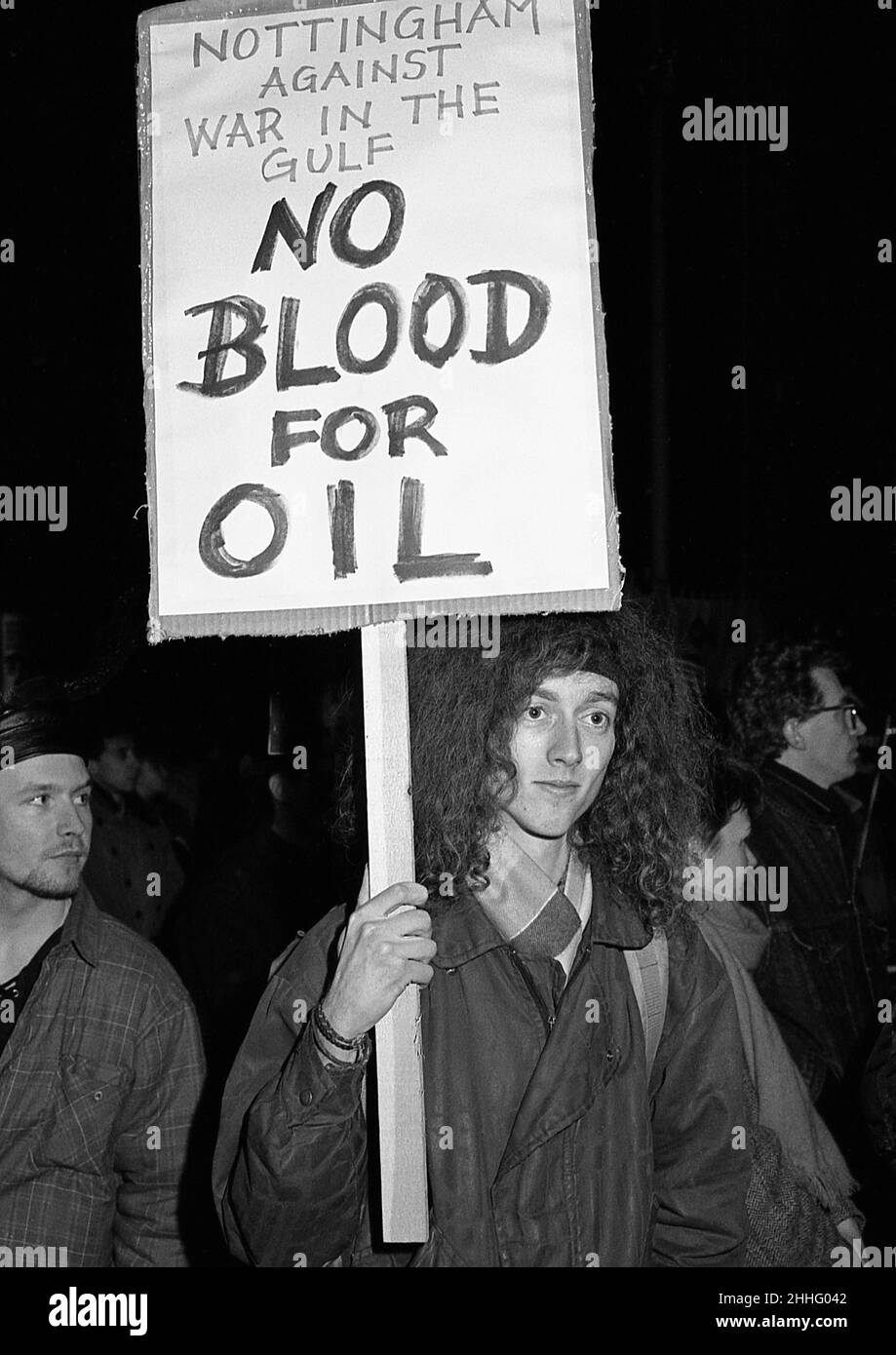 Anti Gulf War protest, Nottingham UK 1991 Stock Photo - Alamy