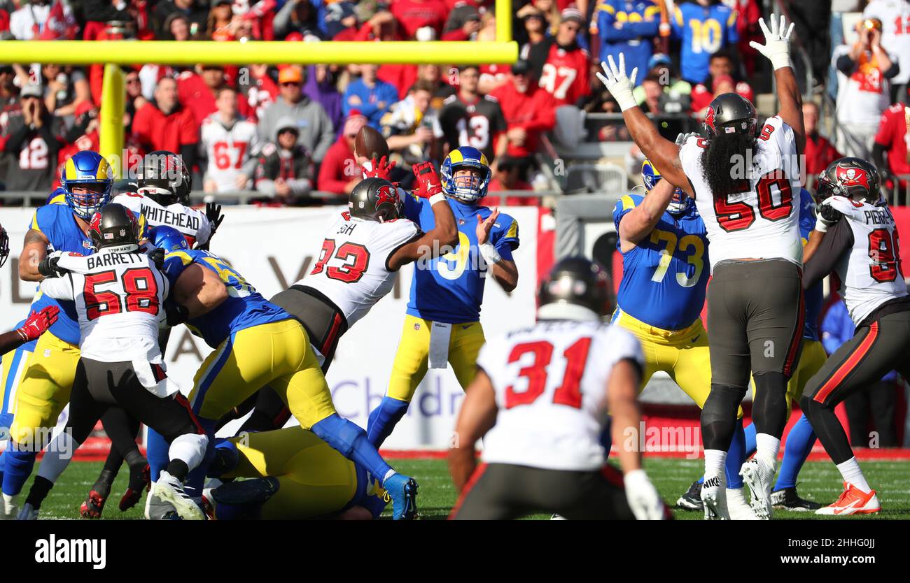 Jan 23, 2022; Tampa, FL USA; Los Angeles Rams quarterback Matthew ...
