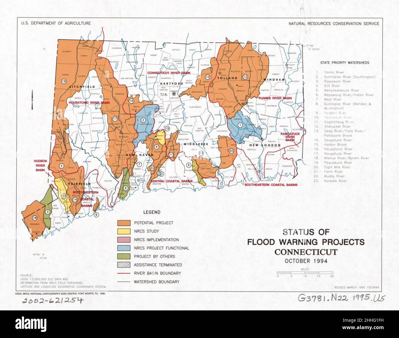Status of flood warning projects, Connecticut - October 1994 Stock ...