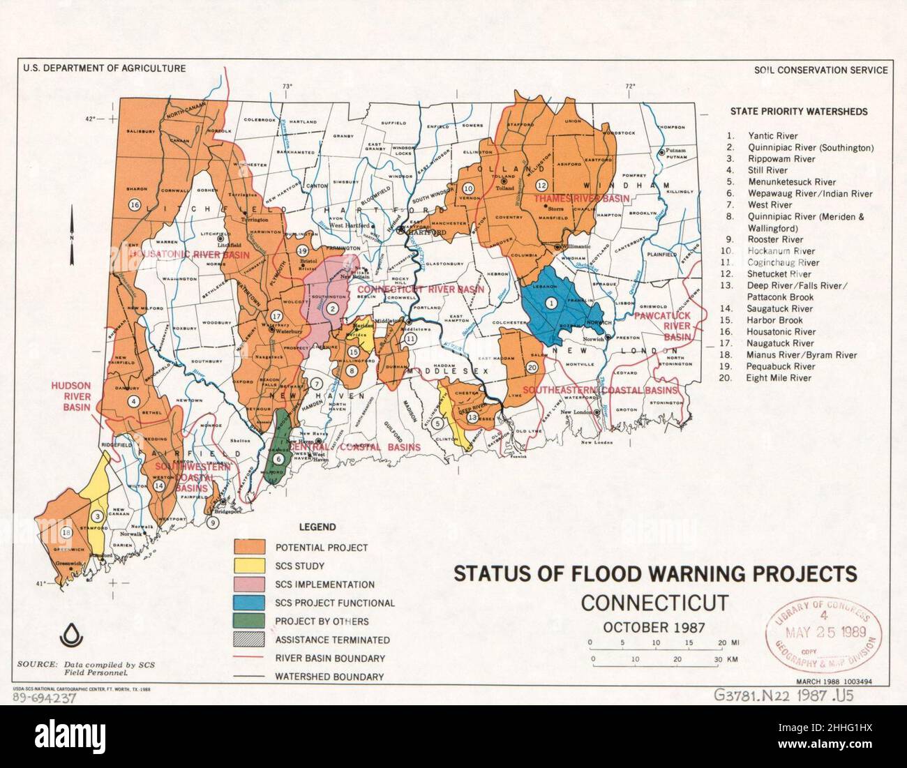 Status of flood warning projects, Connecticut - October 1987 Stock ...