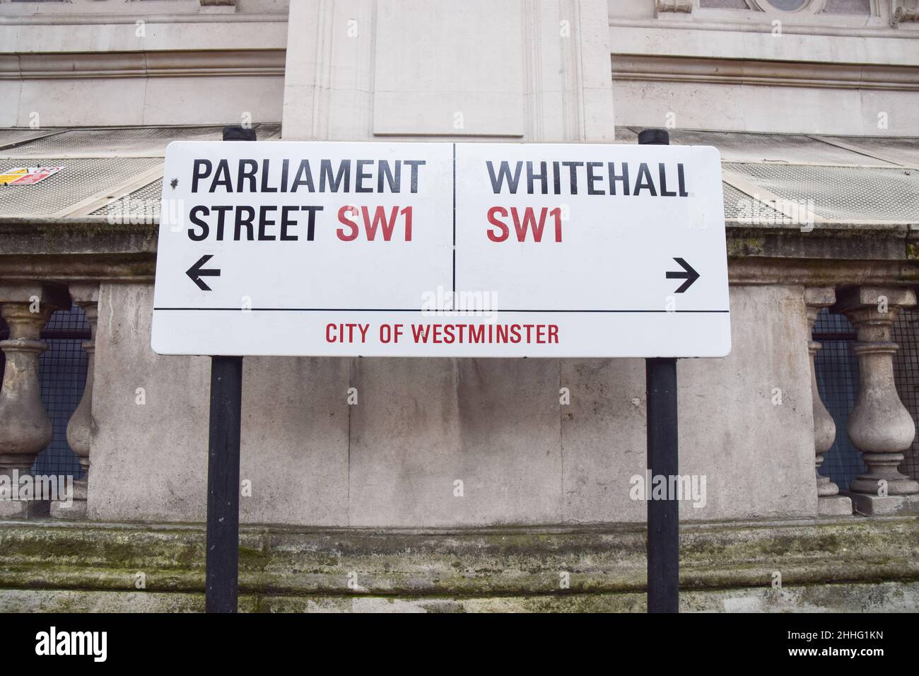 Parliament Street and Whitehall signs detail, London, UK, 24 January ...