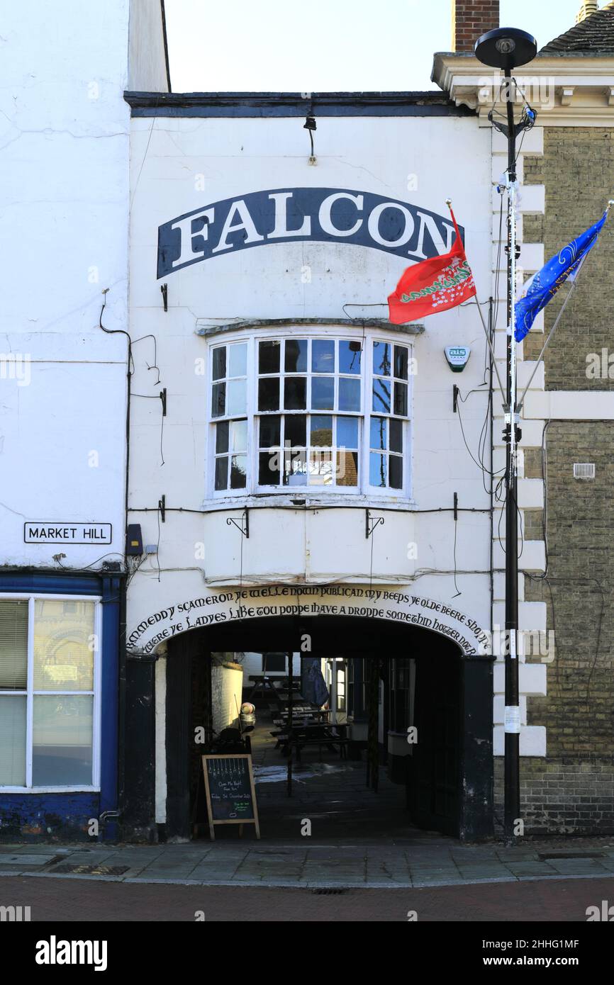 The Falcon pub, Market Hill, Huntingdon town, Cambridgeshire, England ...