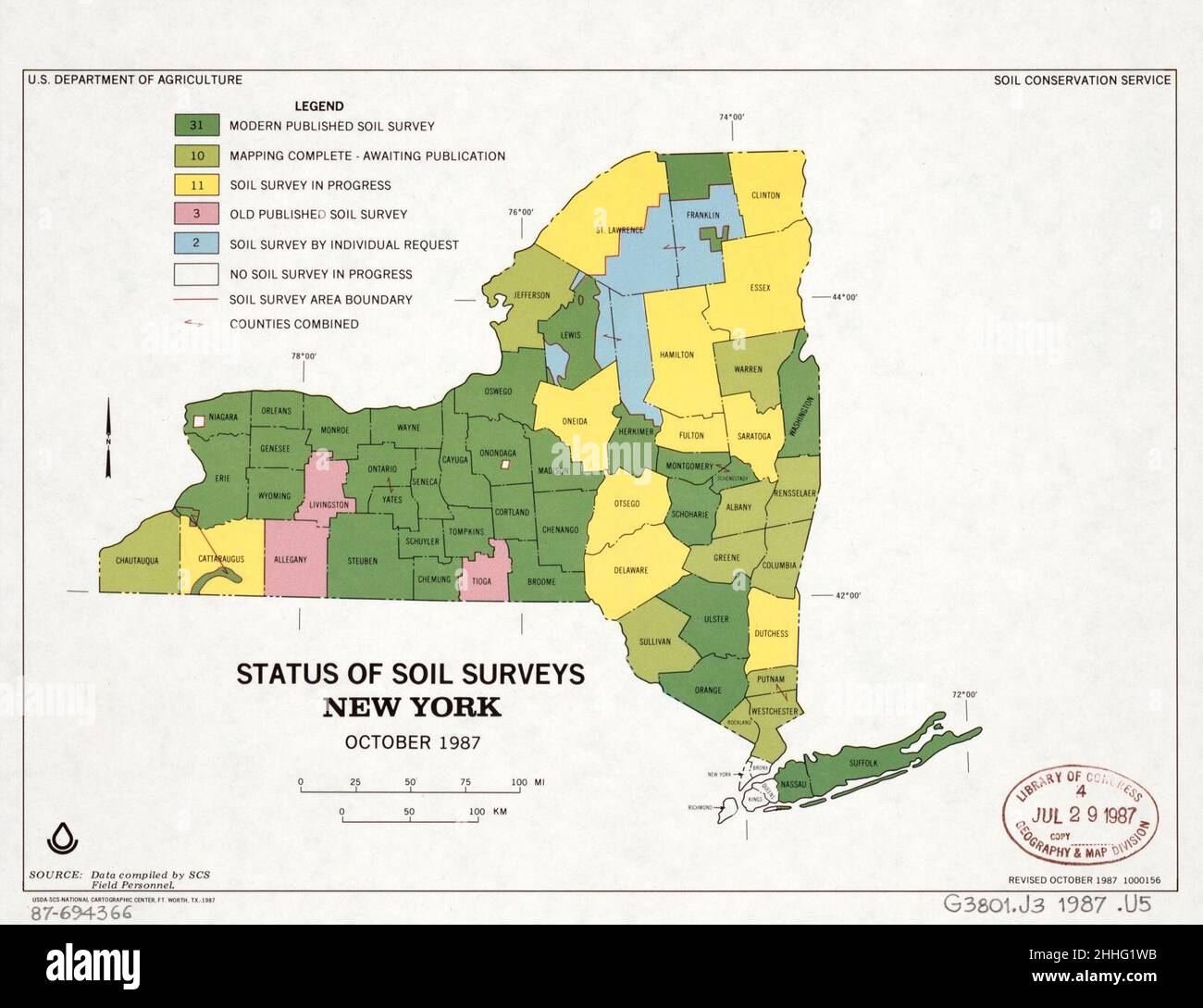 Status of soil surveys, New York - October 1987 Stock Photo - Alamy