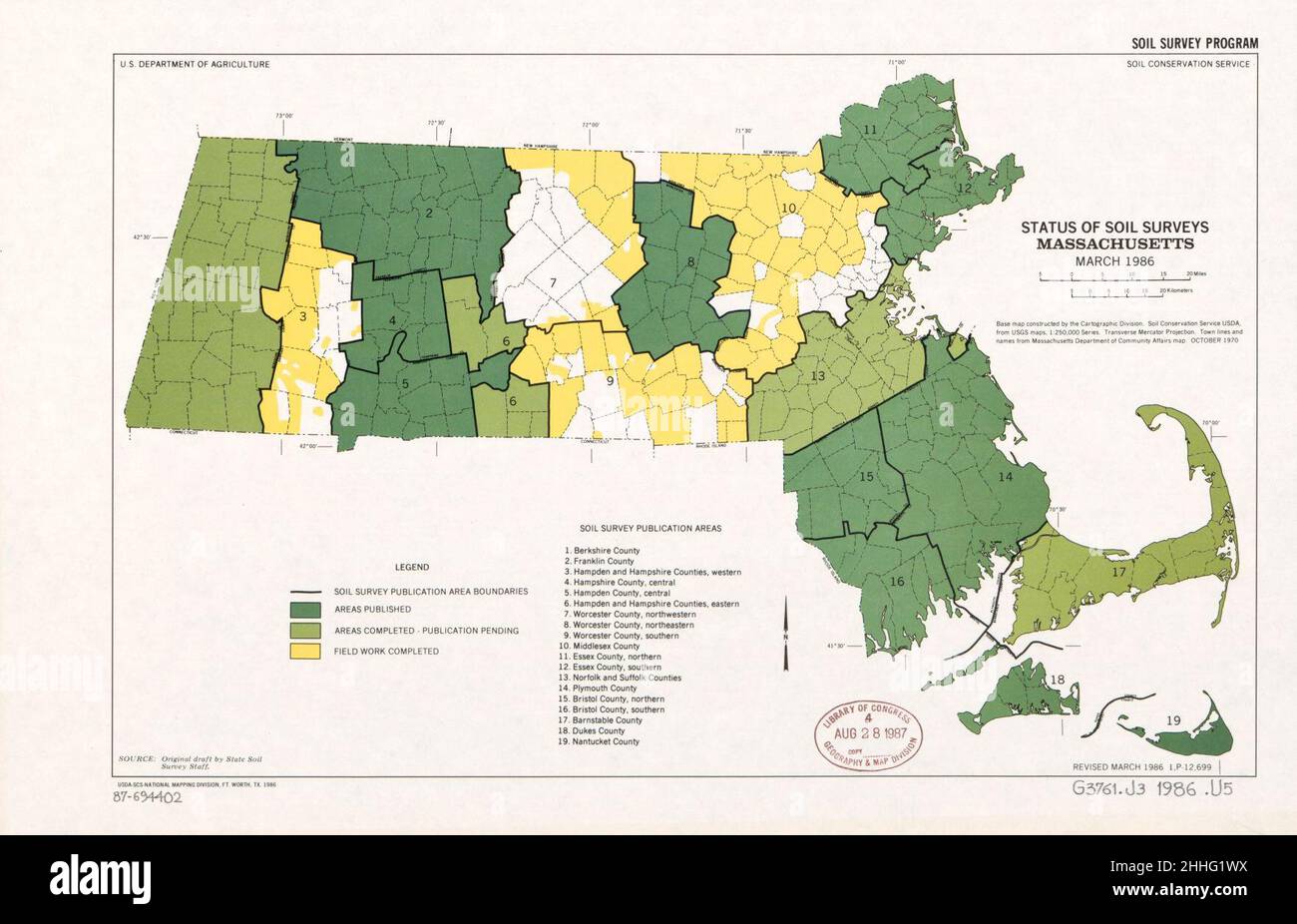 Status of soil surveys, Massachusetts - March 1986 Stock Photo - Alamy