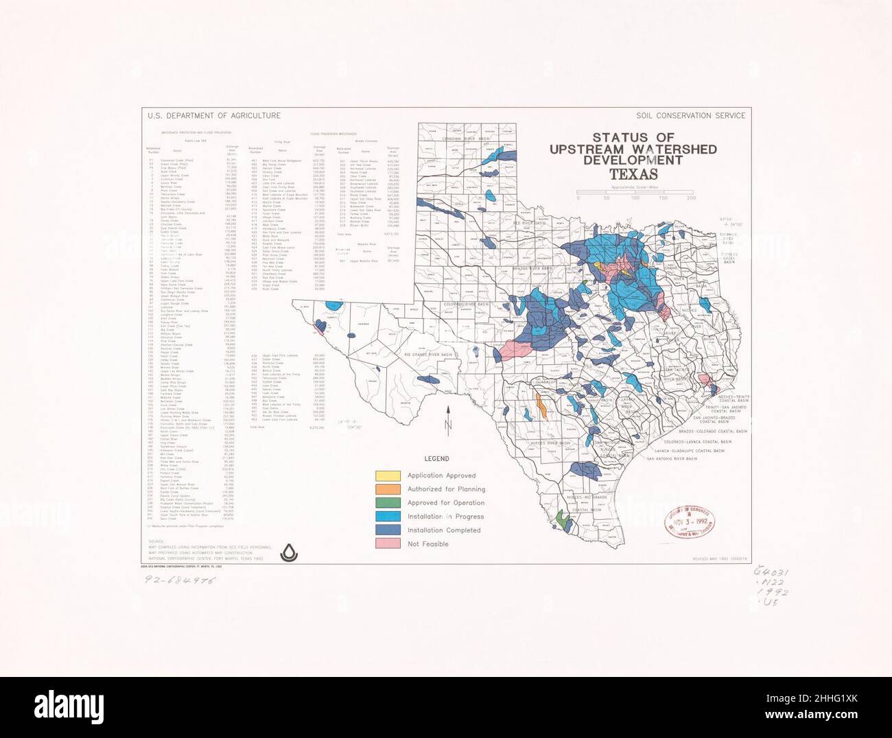 Status of upstream watershed development, Texas Stock Photo - Alamy