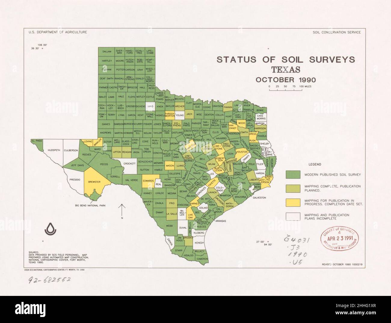 Status of soil surveys, Texas - October 1990 Stock Photo - Alamy