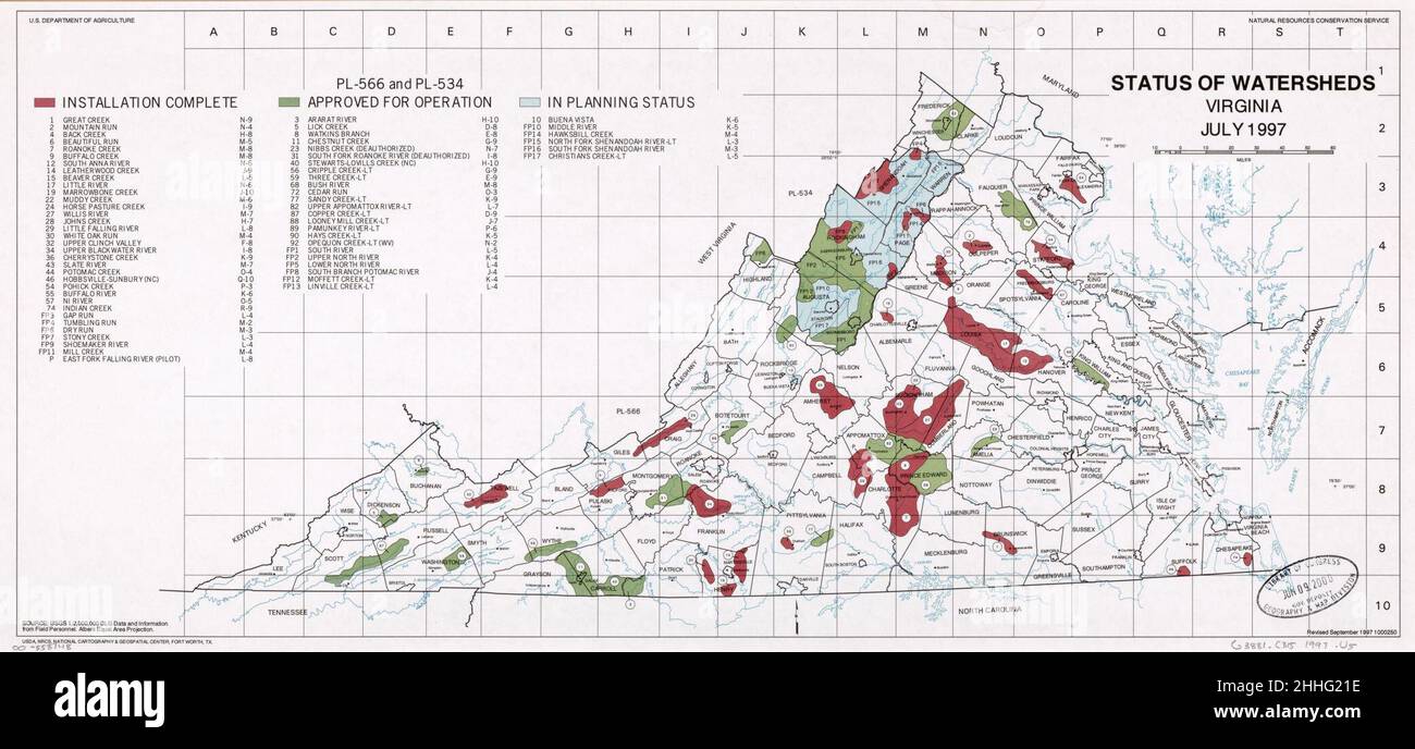 Status of watersheds, Virginia - July 1997 Stock Photo - Alamy