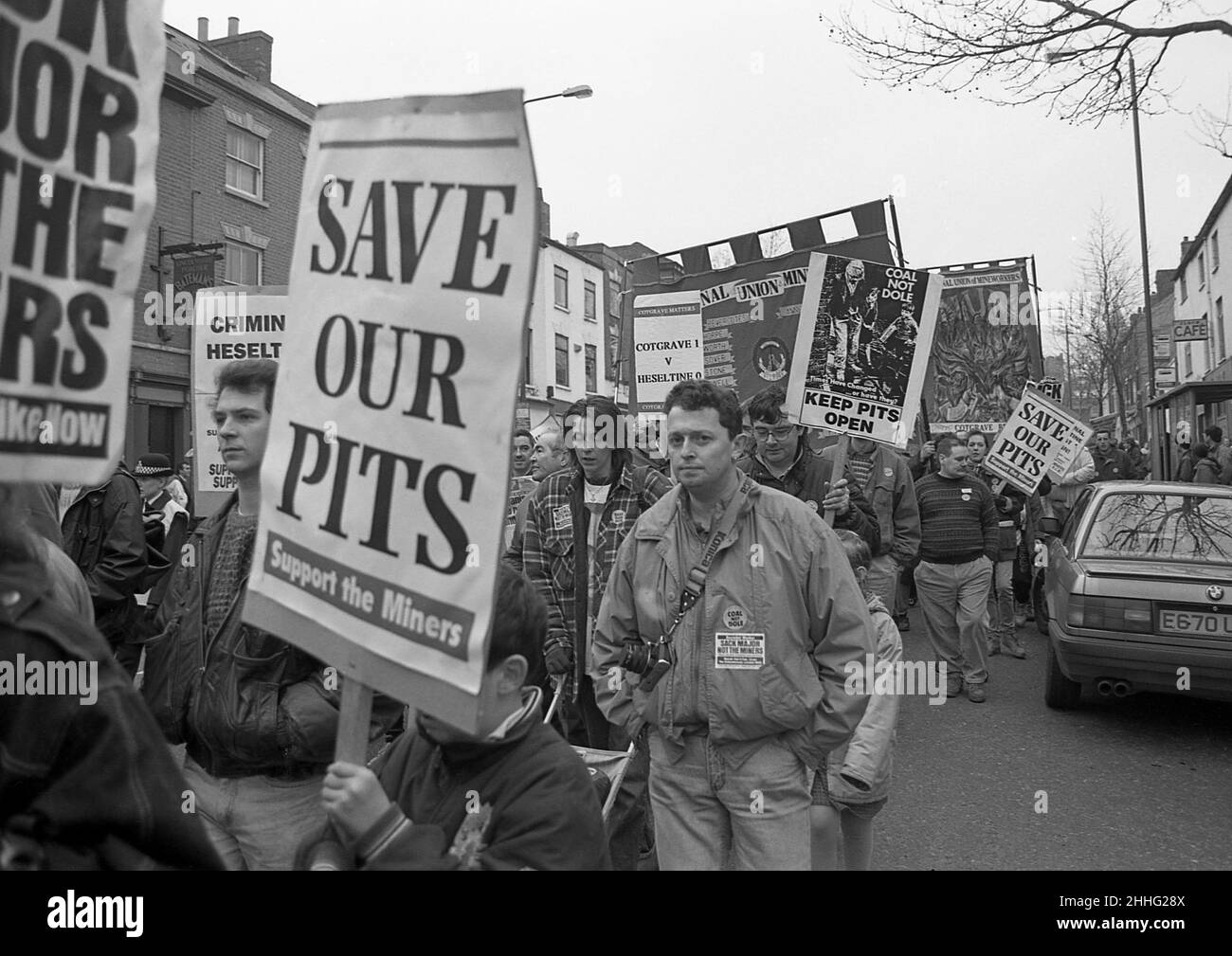 Miners' strike protest, Nottingham, UK January 1992 Stock Photo - Alamy