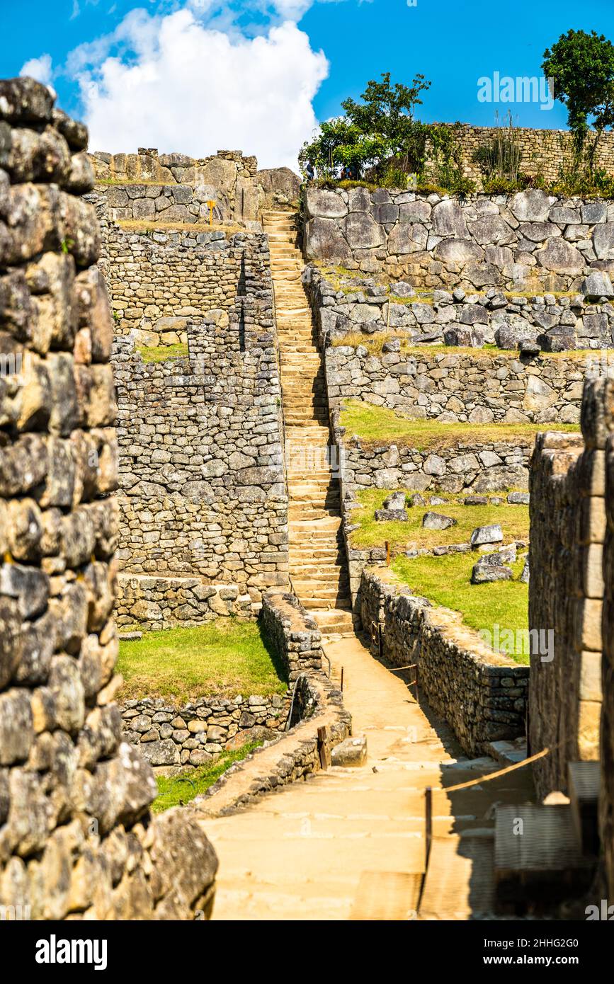 Ruins of ancient Incan city of Machu Picchu. UNESCO world heritage in ...