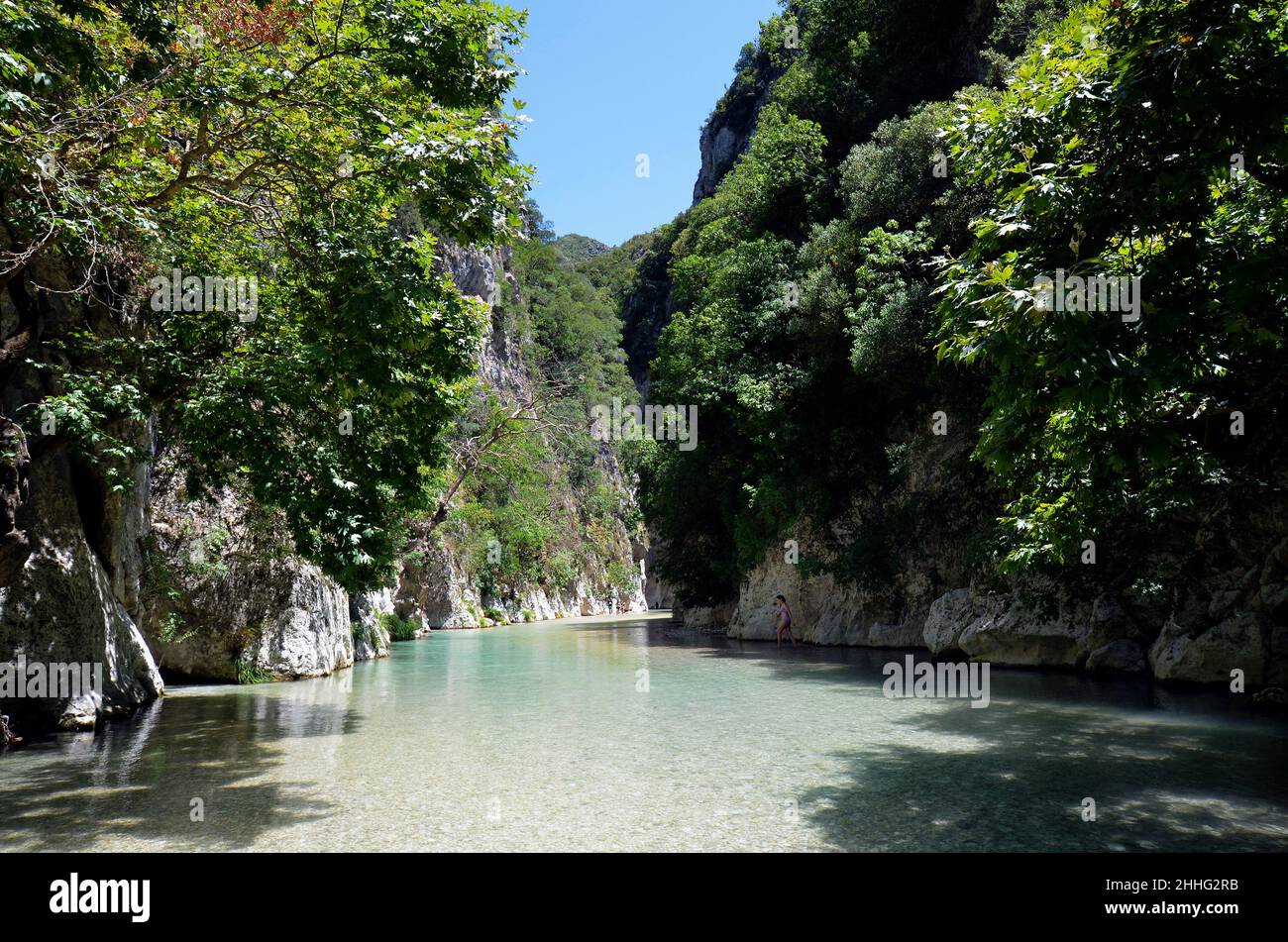 Glyki, Greece - June 29, 2021: Unknown people in the clear but cold ...