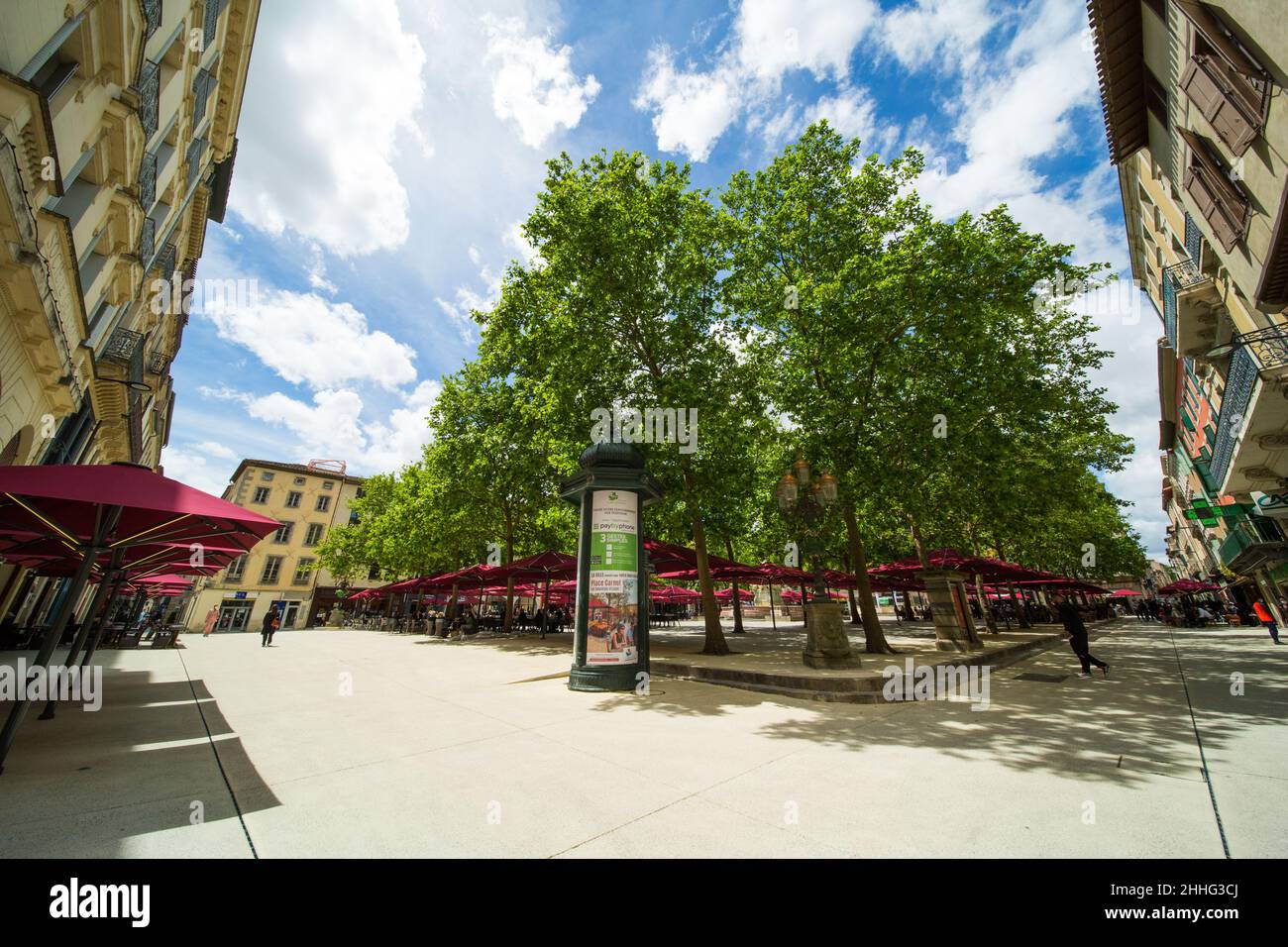 Carnot Place with Cafes and Restaurants in Carcassonne City Center on a ...