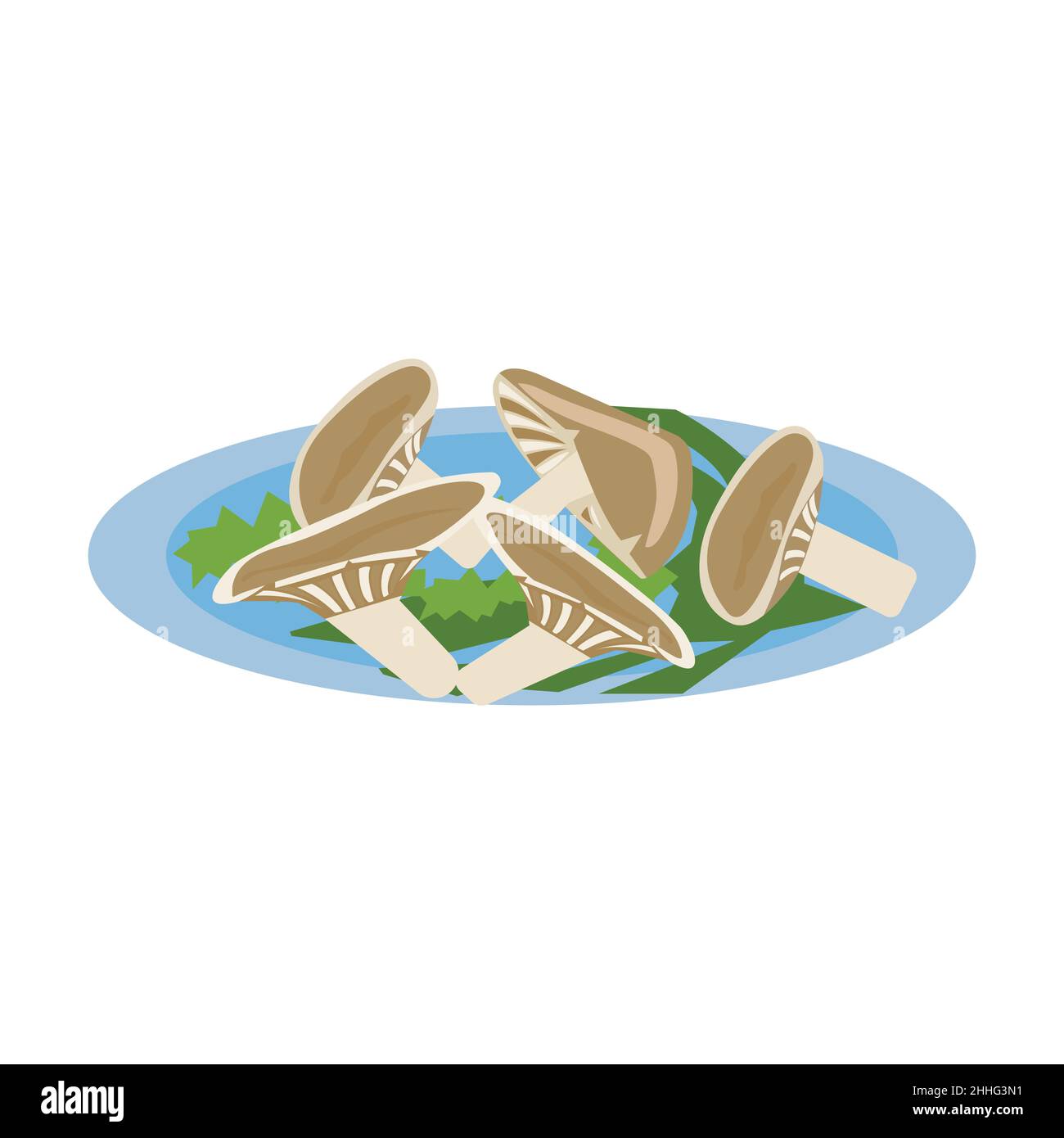 cooked boiled mushrooms on a plate illustration Stock Vector Image ...