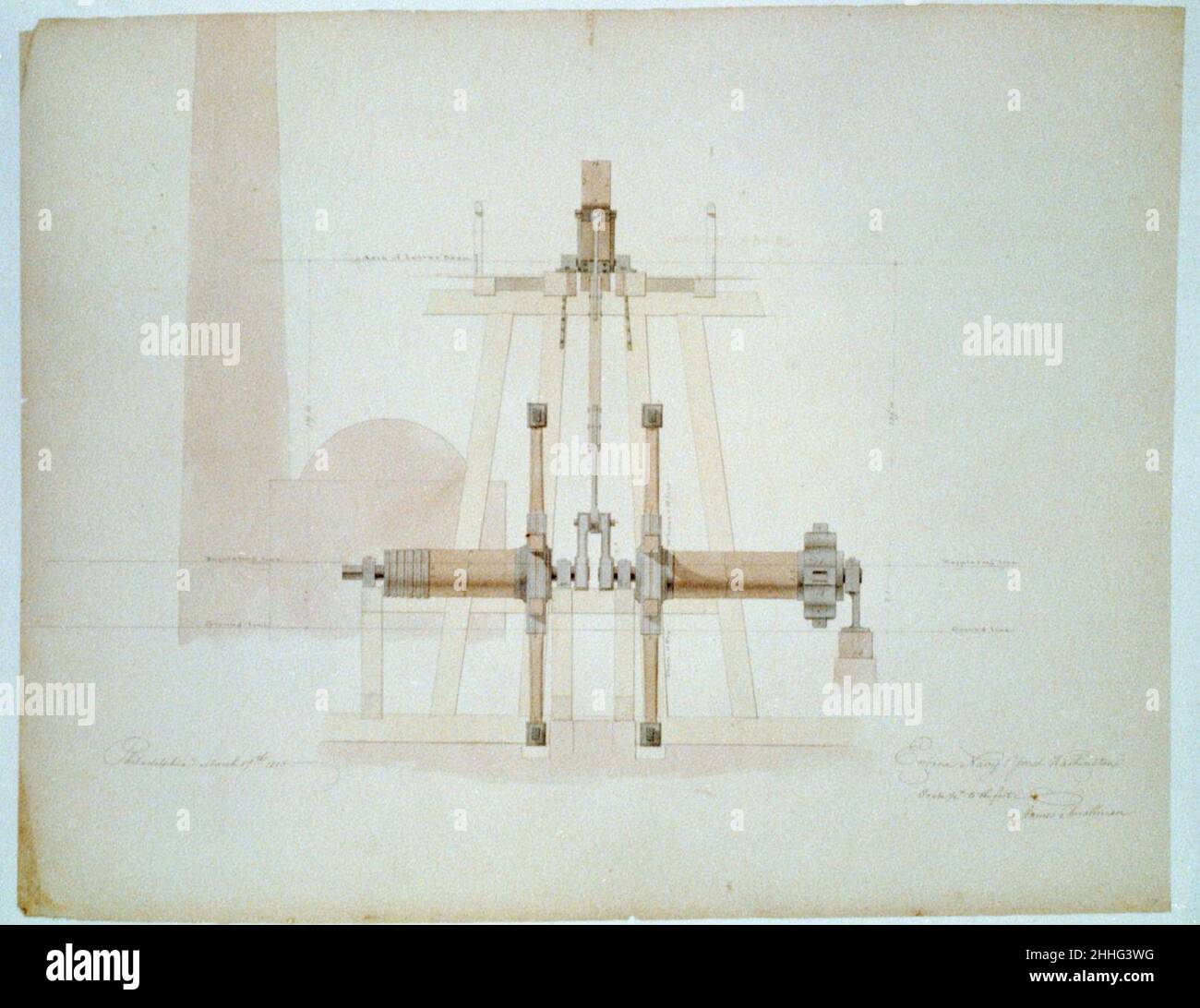 Steam engine, Washington Navy Yard, Washington, D.C. Transverse section ...