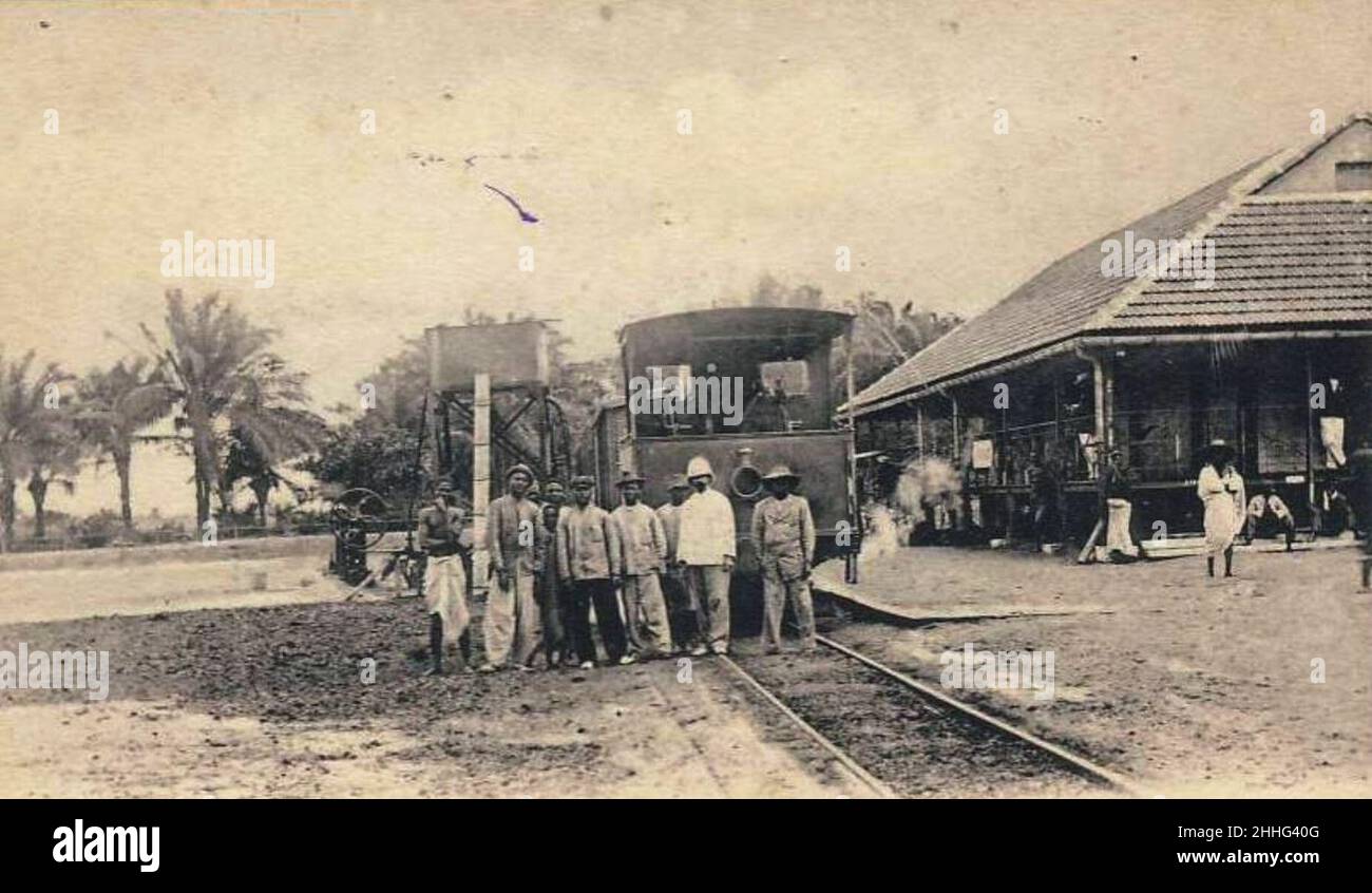 Steam locomotive at railway station in Ouida, Dahomey (now Benin Stock ...