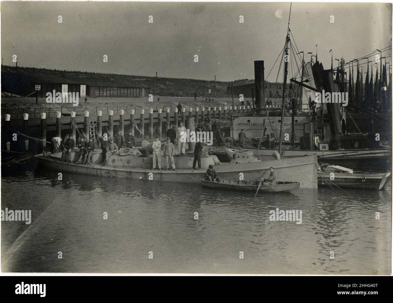 Steam launch of the HMS Cressy at the Port of Scheveningen in The Hague ...