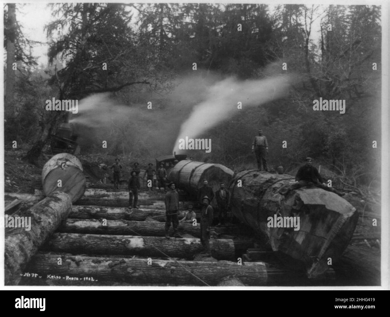 Steam logging in Washington - Kelso, photo Stock Photo - Alamy