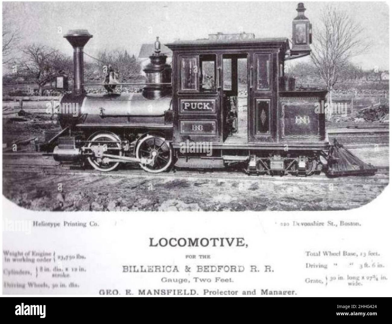 Steam locomotive 'Puck' of the Billerica and Bedford Railroad Stock ...