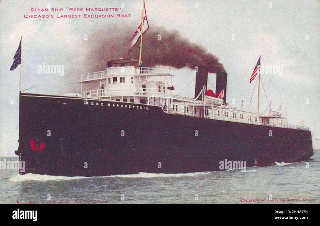 Steam Ship '' Pere Marquette'' , Chicago's Largest Excursion Boat Stock ...