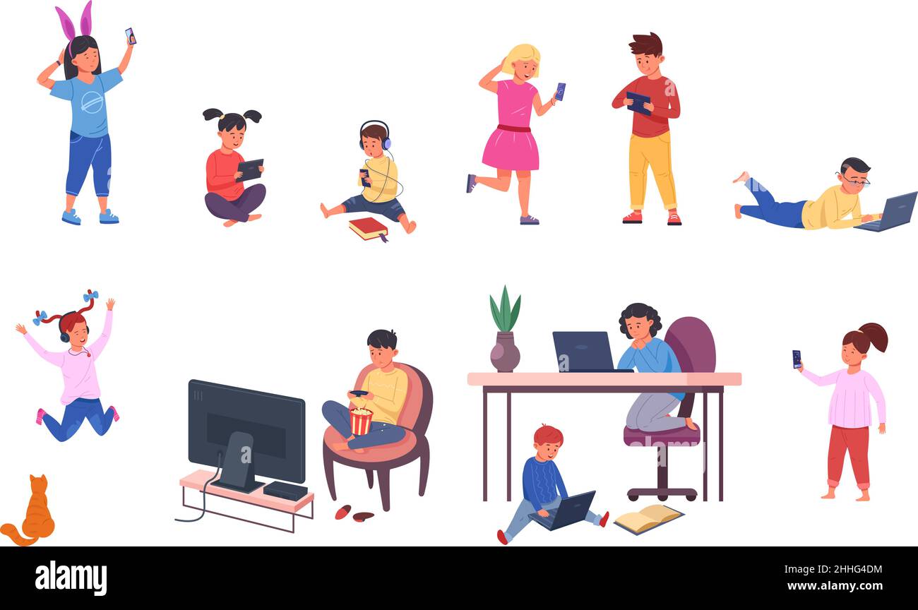 Kids using gadgets. Kid with mobile phone or computer, baby play tablet ...