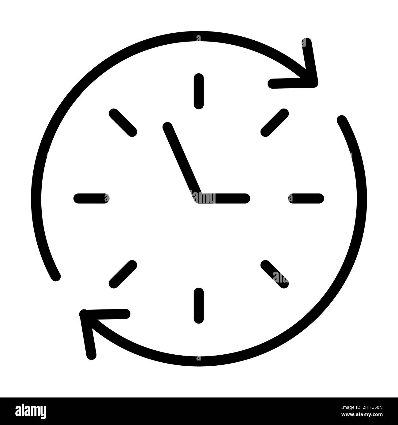 Clock icon. Time pictogram. Flat symbol for web. Line stroke. Isolated ...