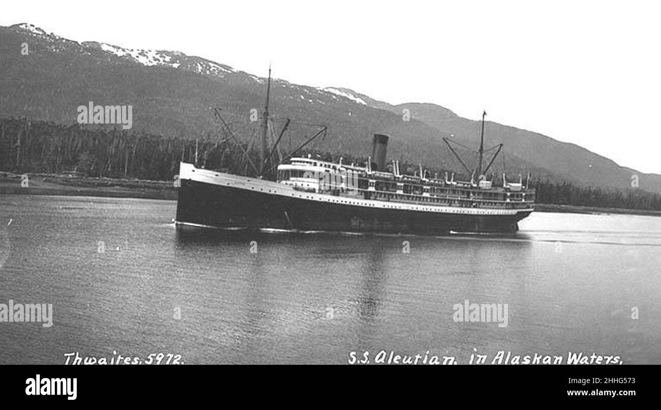 Steamship ALEUTIAN in Alaskan waters, ca 1912 Stock Photo - Alamy