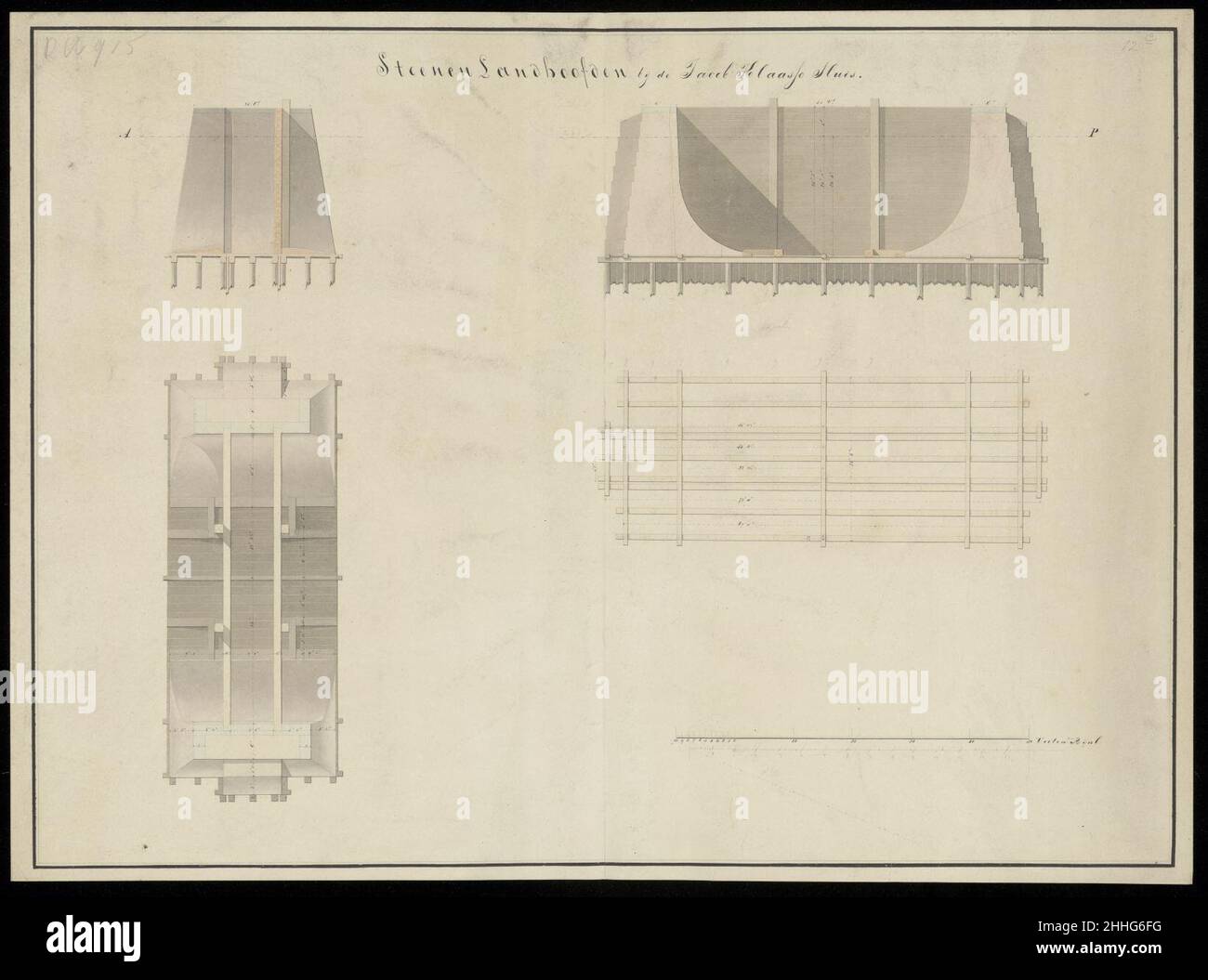 Steenen landhoofen bij de Jacob Klaasse sluis. Tekening in kleur Stock ...