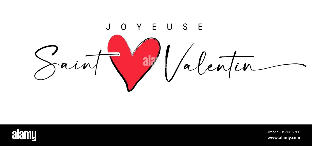 Joyeuse Saint Valentin French lettering - Happy Valentines Day elegant ...