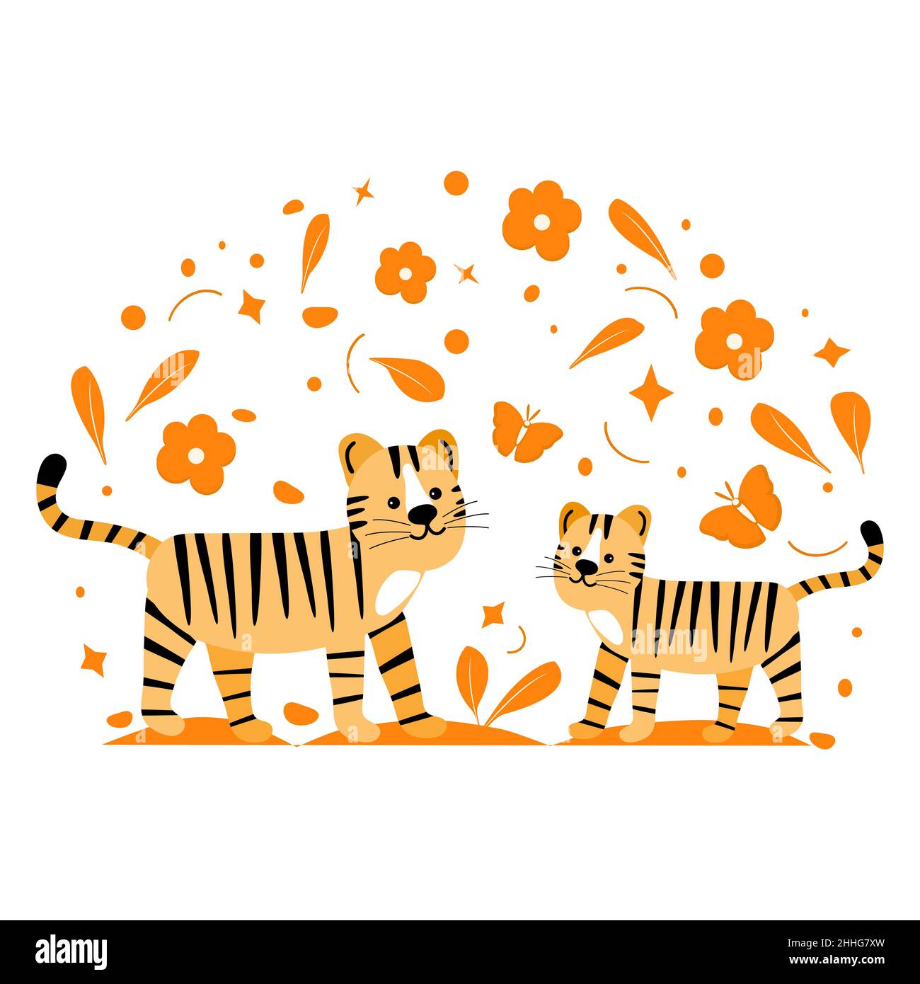 Vector illustration African animal Tiger. Wildlife Africa Nature Safari ...