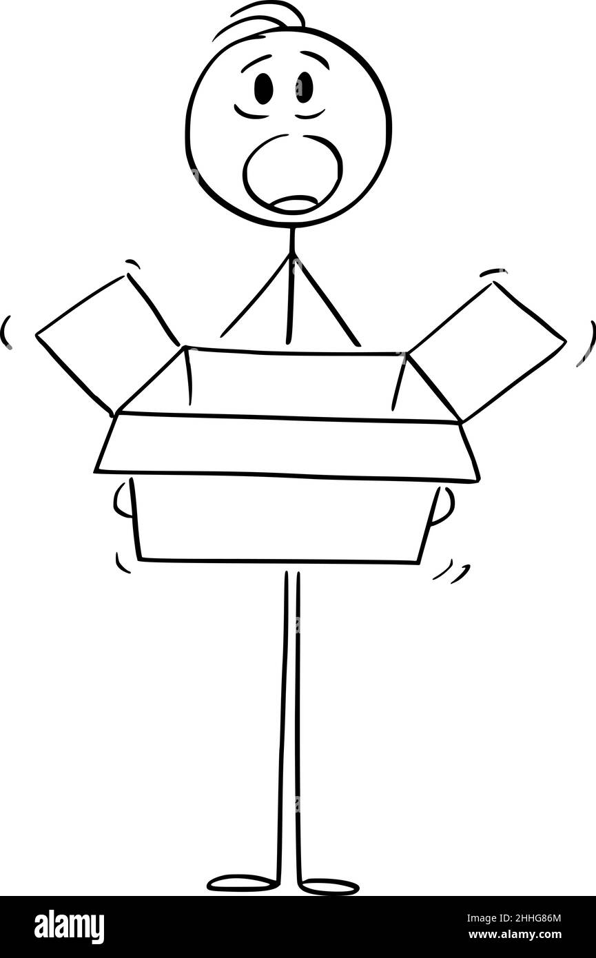Person Shocked by Gift, Package or Finding in Box , Vector Cartoon ...