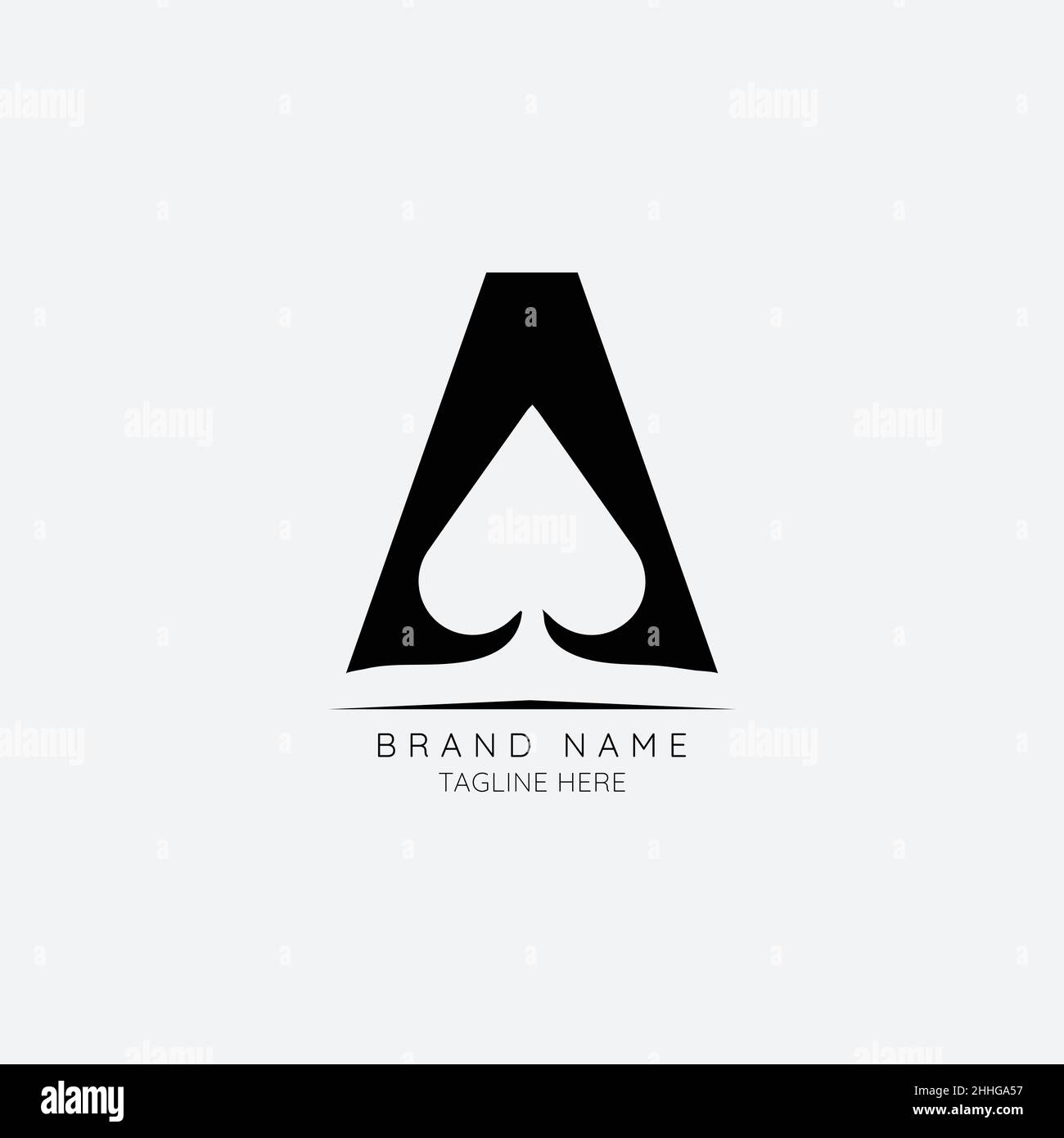 Logo template letter A with ace of spade symbol incorporated. Negative ...