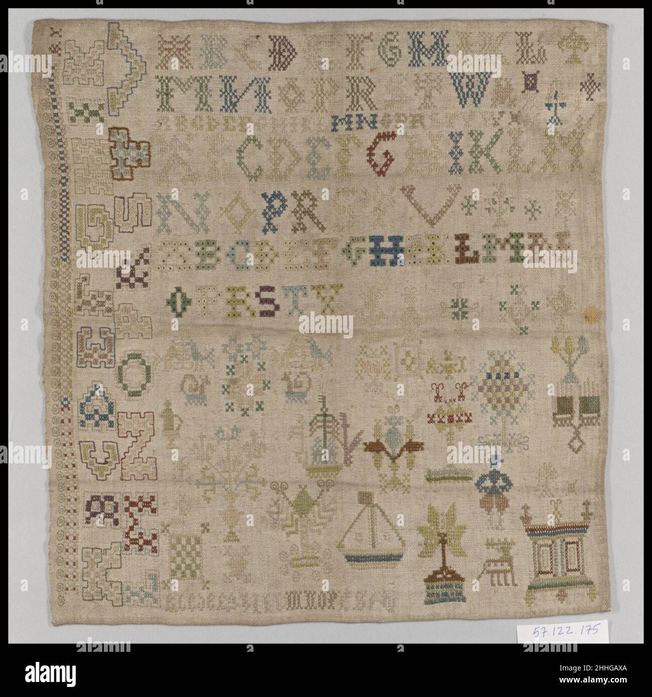 Sampler 18th century Dutch. Sampler 228102 Stock Photo - Alamy