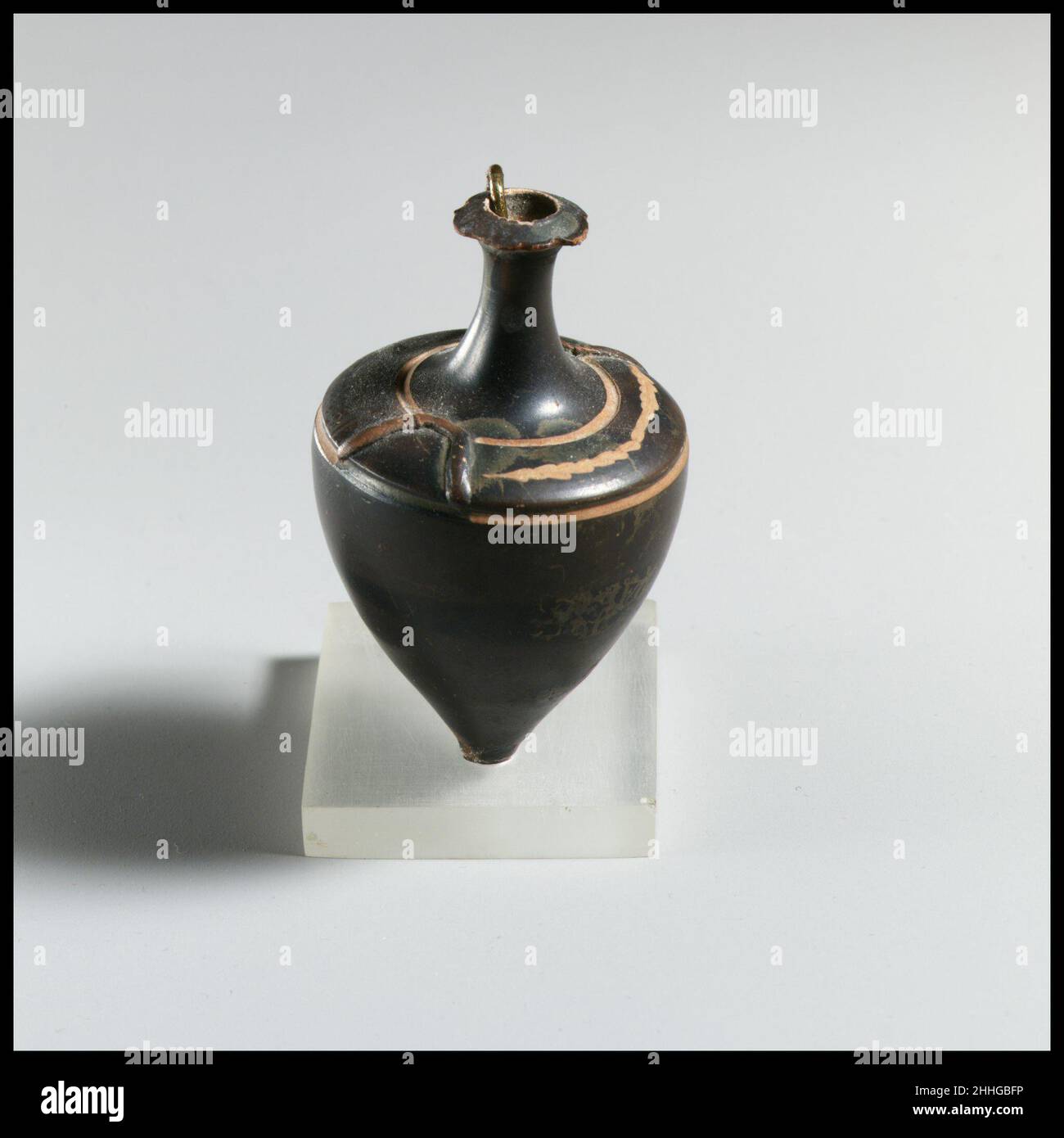 Terracotta amphoriskos (flask) 4th century B.C. Greek, Attic ? Handles ...