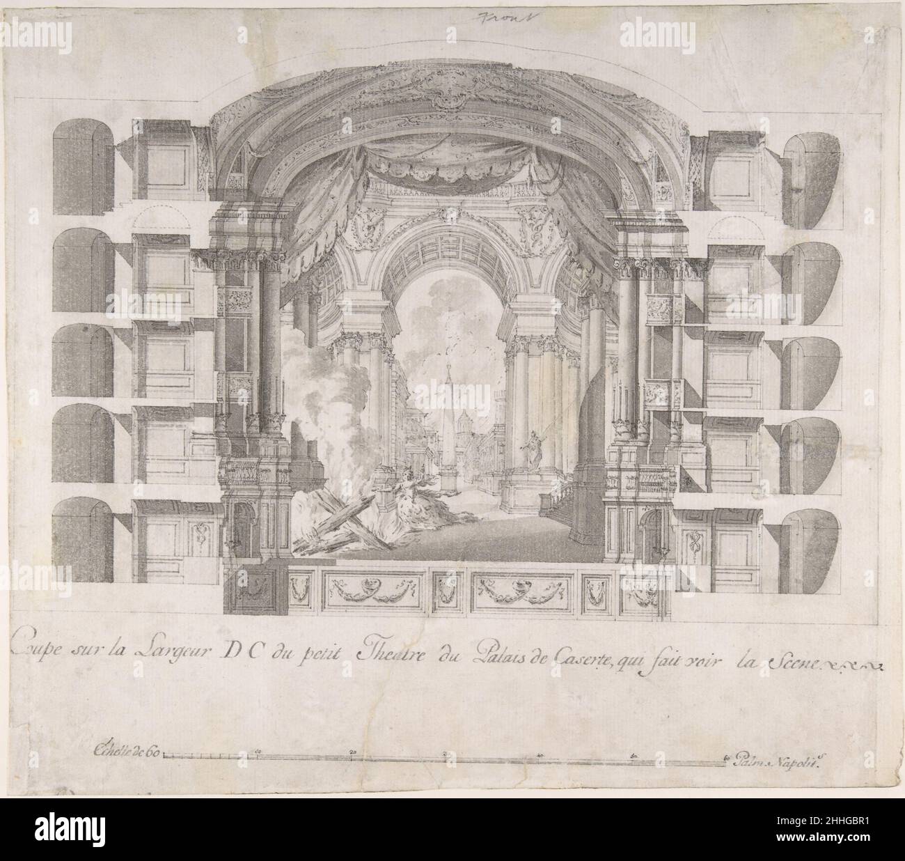Transverse Section of the Small Theater at the Palace of Caserta, with ...