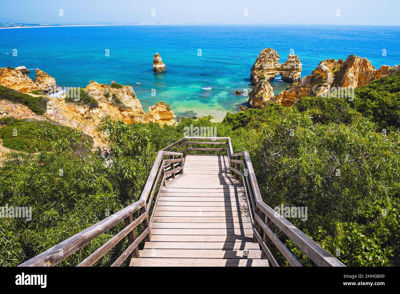 Beautiful bay near Lagos town, Algarve region, Portugal. Sandy beach ...