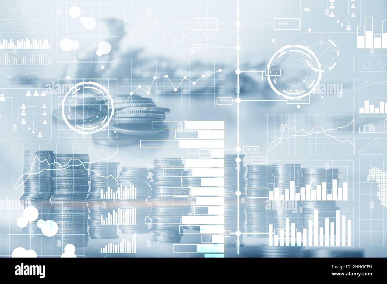 Business modern technology. BI Business intelligence concept on virtual ...