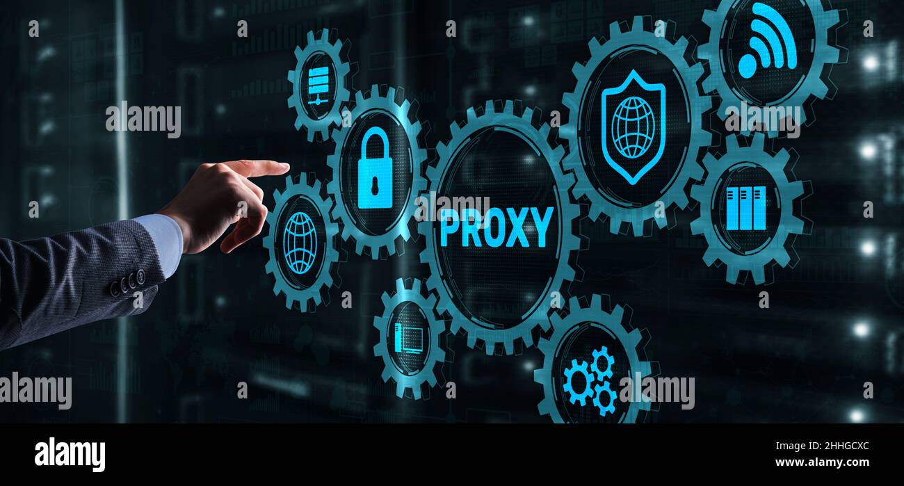 Proxy server. Cyber security. Concept of network security on virtual ...
