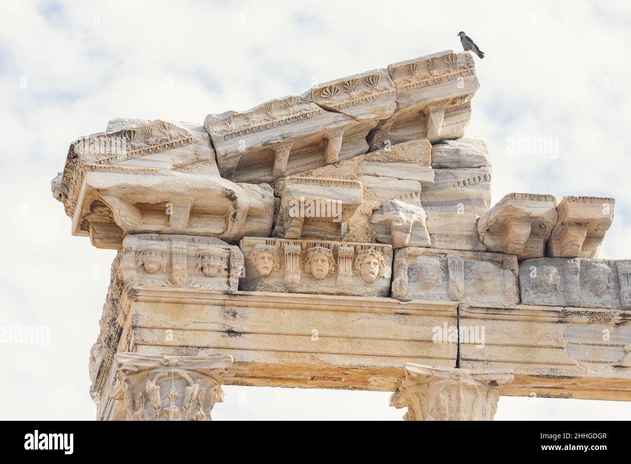 An antique ruined city of columns.Ruin. View of the ancient city in ...