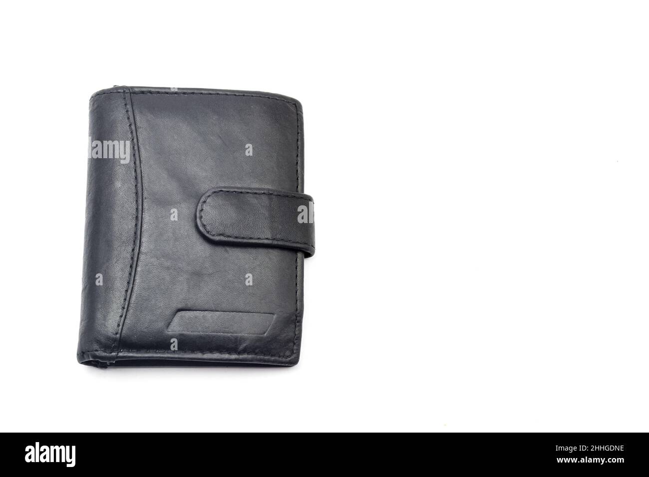 Black leather wallet at isolated white background Stock Photo - Alamy