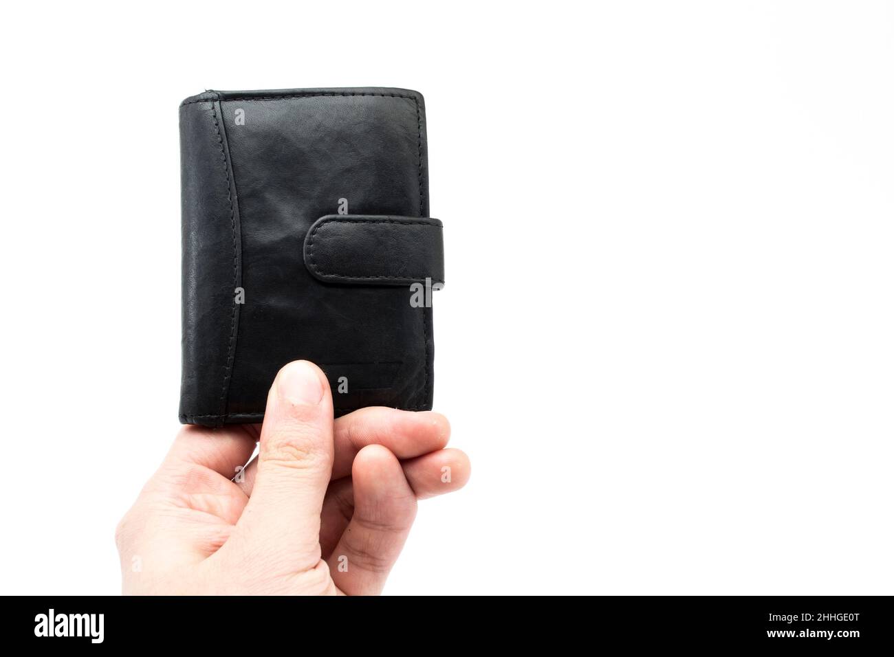 Wallet in hand at isolated white background Stock Photo - Alamy