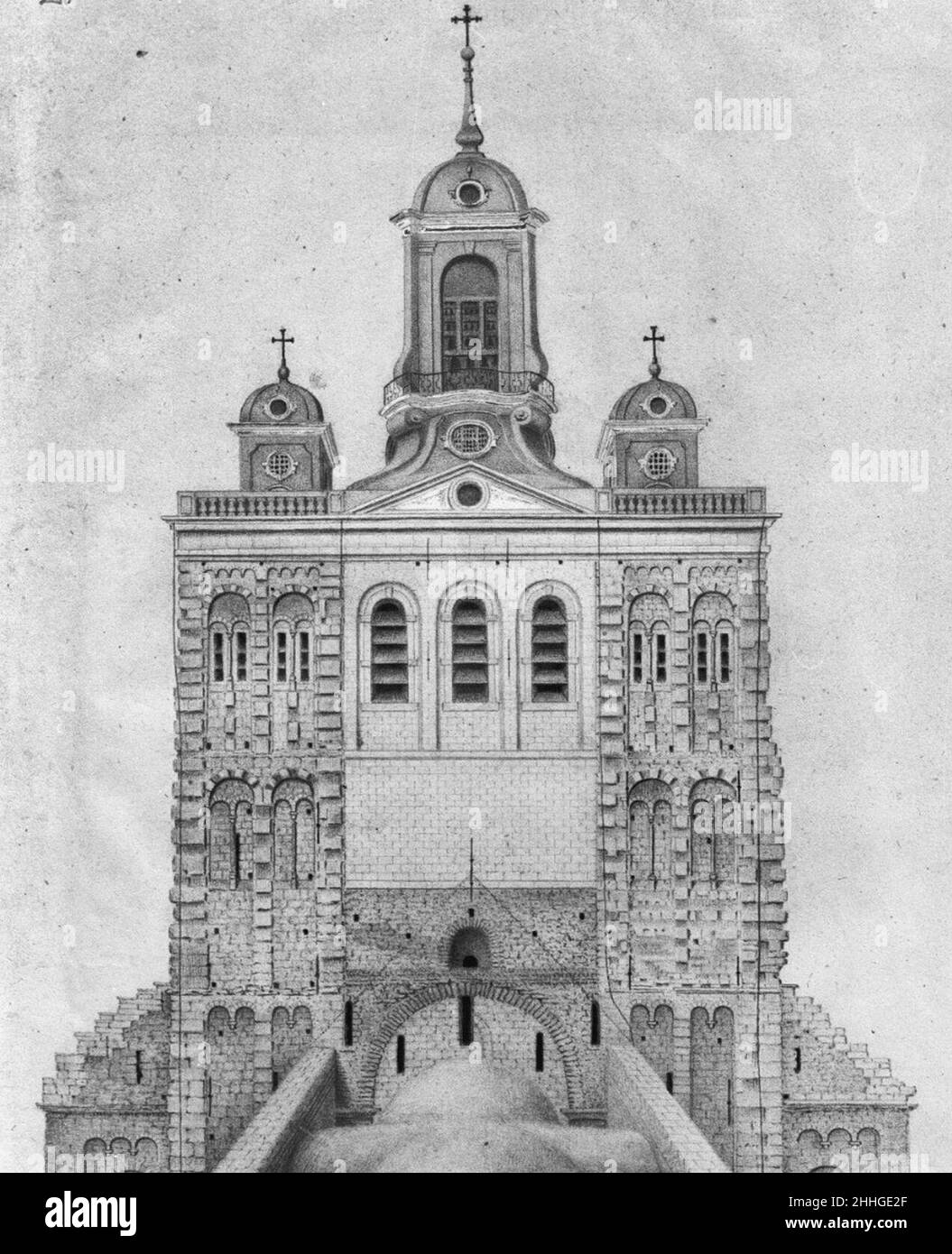 St-Servaaskerk, tekening westwerk Stock Photo - Alamy