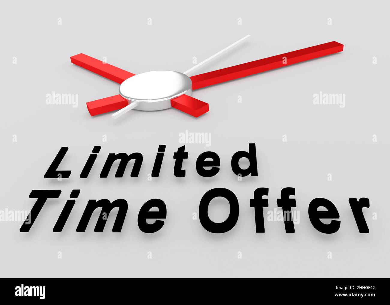 3D illustration of Limited Time Offer title with a clock as a ...