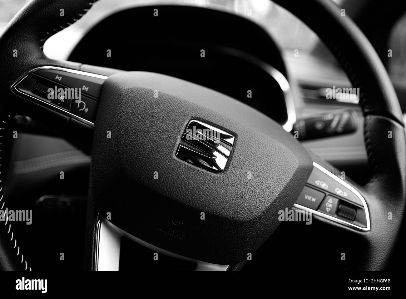 Modern Seat steering wheel Stock Photo - Alamy