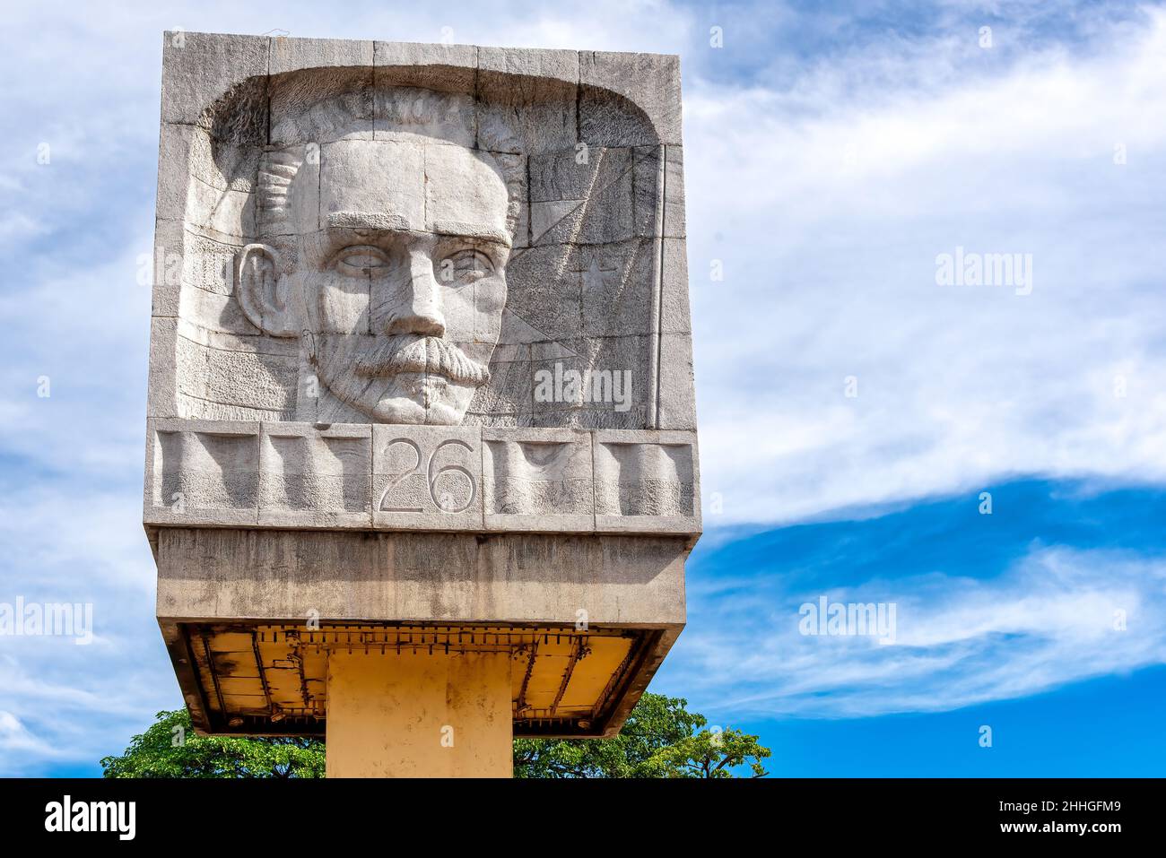 White marble cubist sculpture in fountain honoring Jose Marti and Abel ...