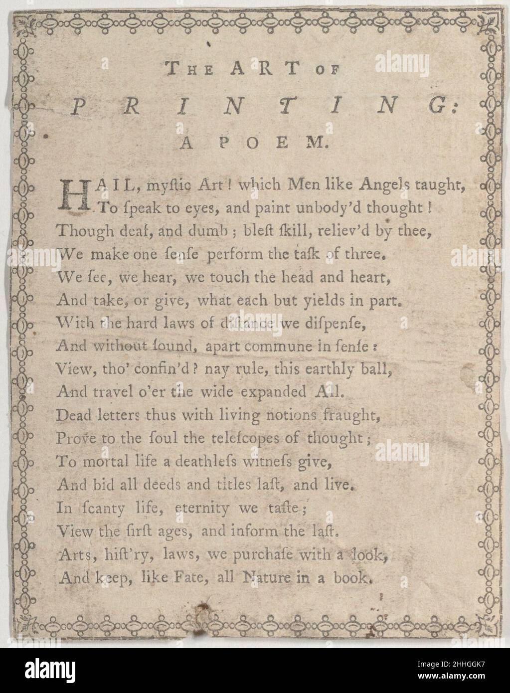 The Art of Printing: A Poem 19th century Anonymous, British, 19th ...