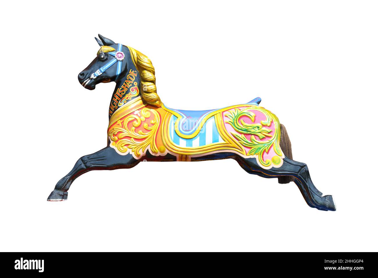 A Colourful Black Carousel Horse from a Fun Fair Ride Stock Photo - Alamy