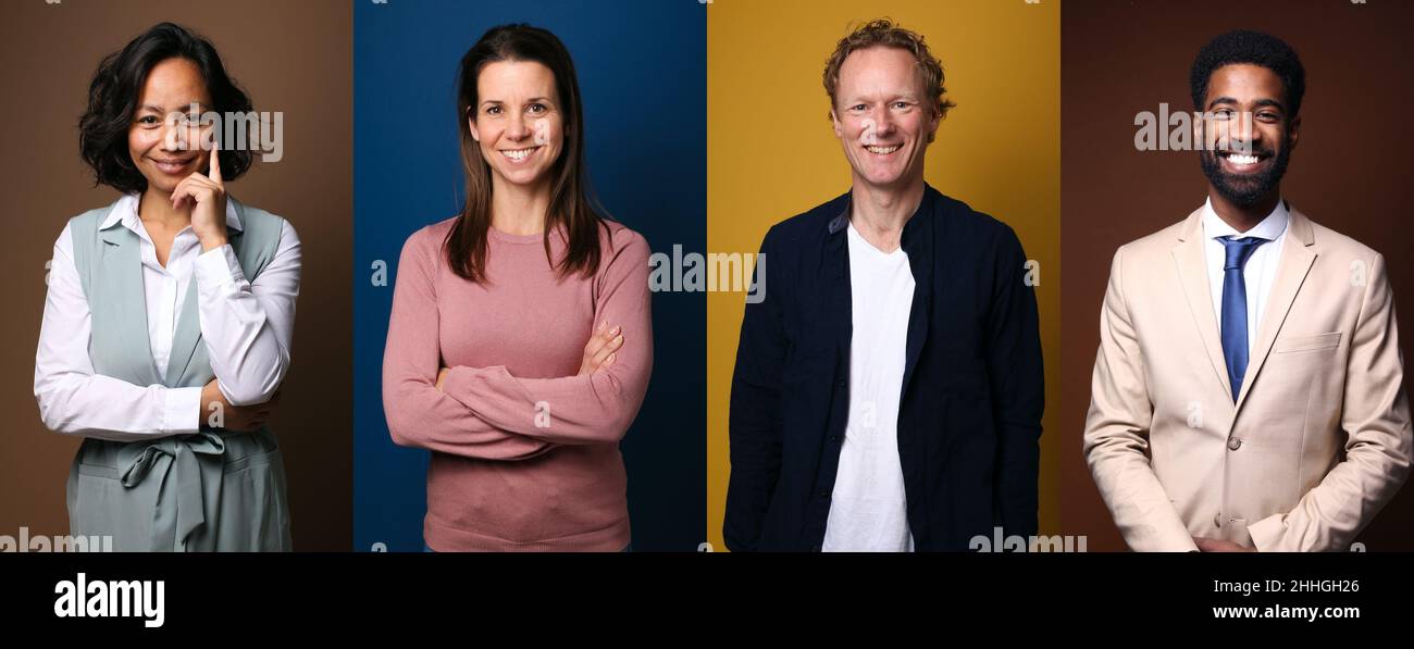 Group of people in a collage Stock Photo - Alamy