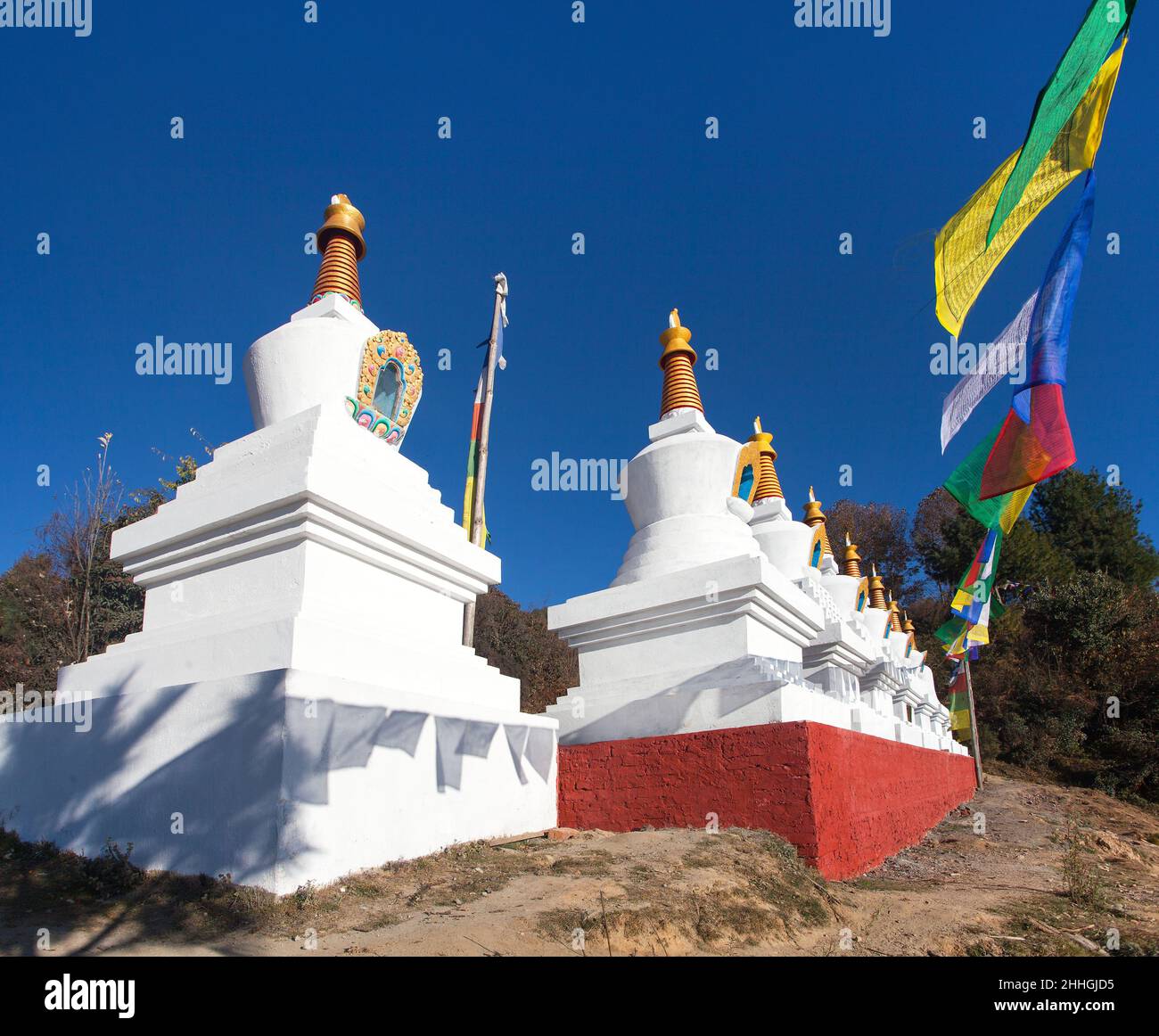 Stupas prayer flags in hi-res stock photography and images - Alamy