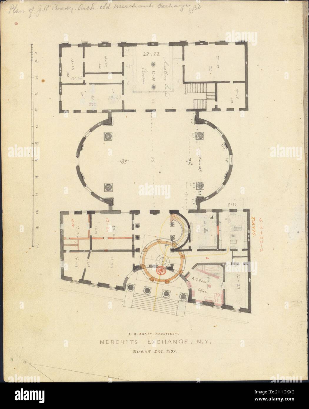 First Merchant's Exchange, New York (plan of main floor) probably 1826 ...