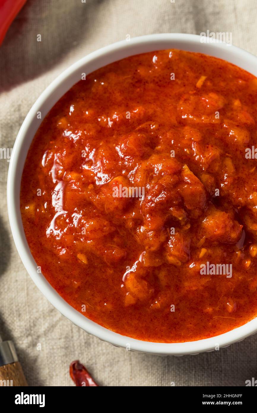 Homemade Organic Red Harissa Paste in a Bowl Stock Photo - Alamy